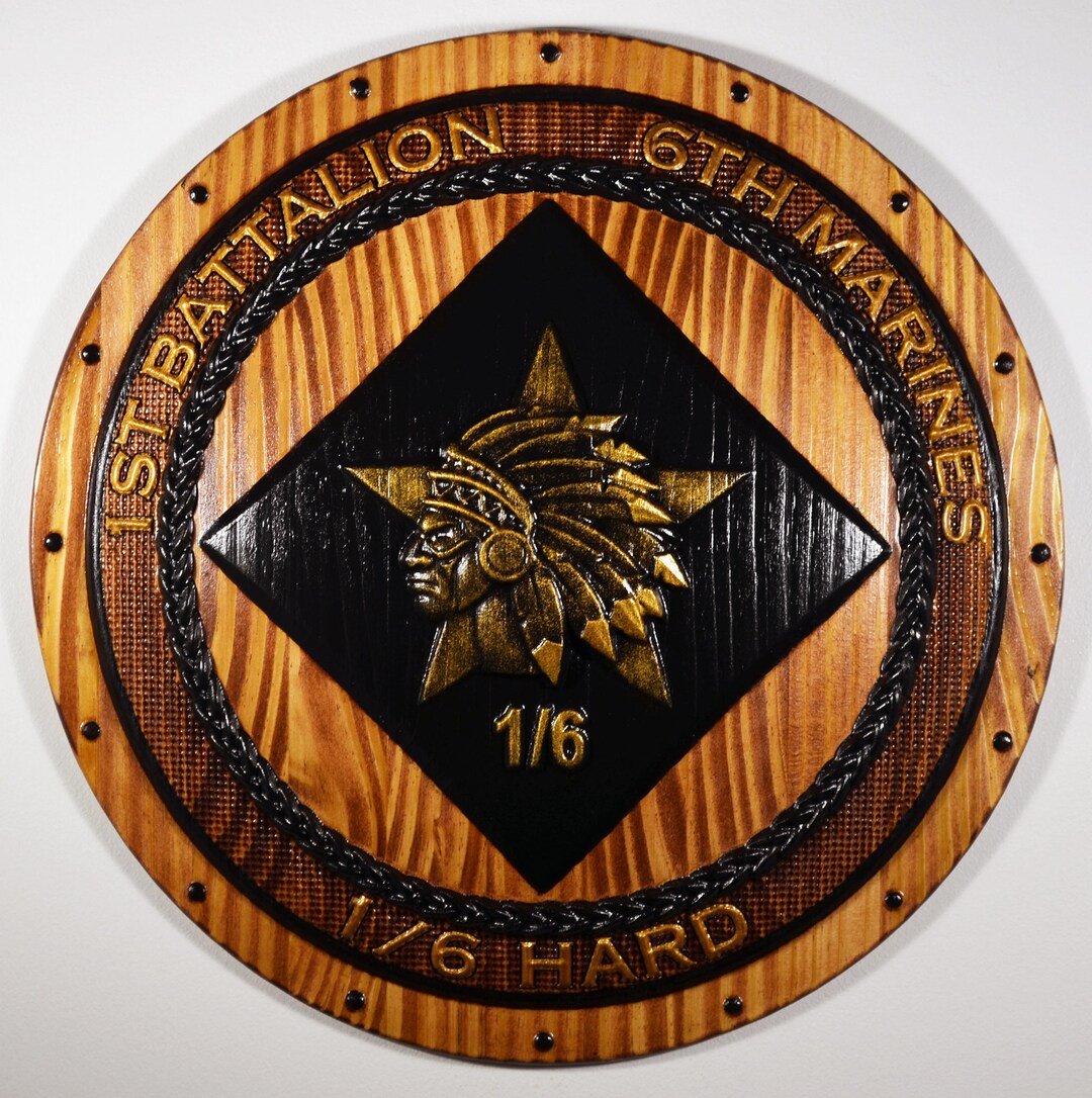 USMC 1st Battalion 6th Marines Painted Shield, USMC 1/6 Hard CNC ...