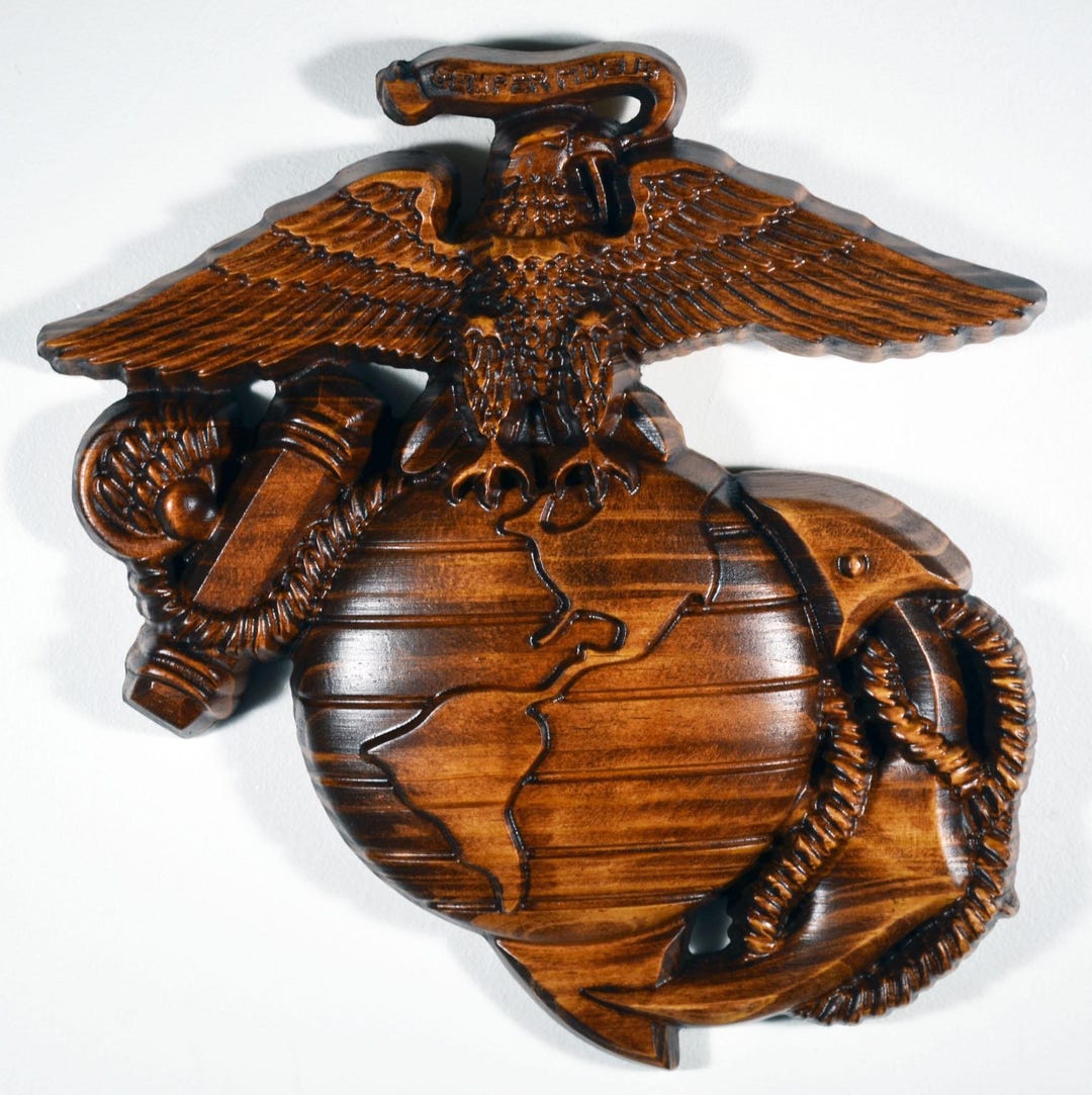 USMC Facing Eagle Globe Anchor 10", Marine Corps, EGA, Mahogany ...