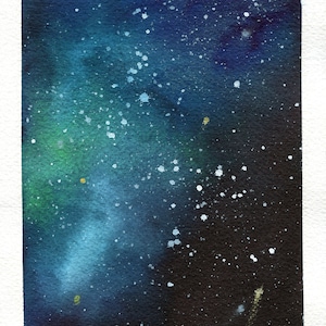 Original Galaxy Hand Painted Watercolor Painting, Set of 4 5 X7 Ready ...