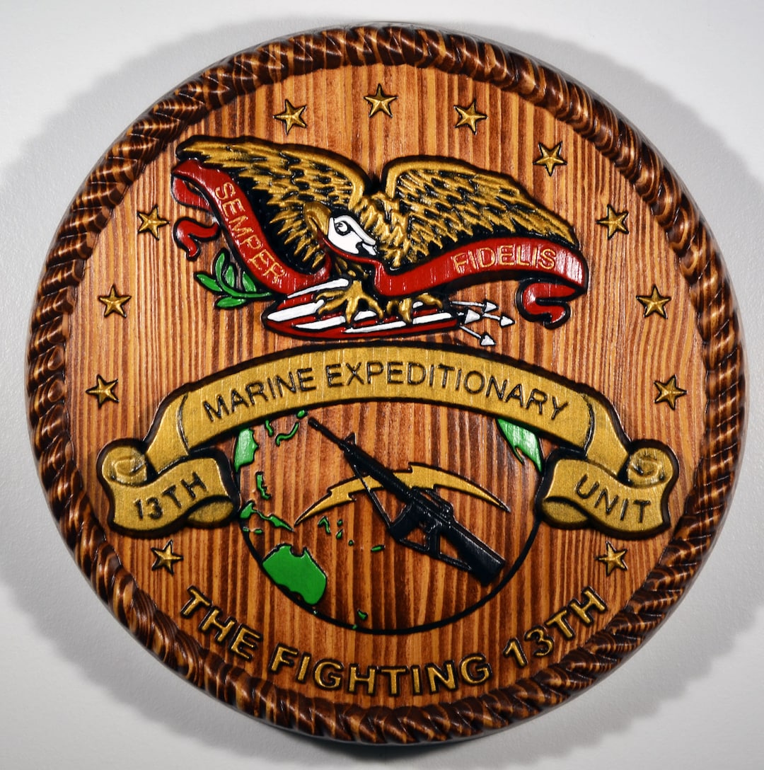 USMC 13th Marine Expeditionary Unit, Painted 3d Wood Carving, Military ...