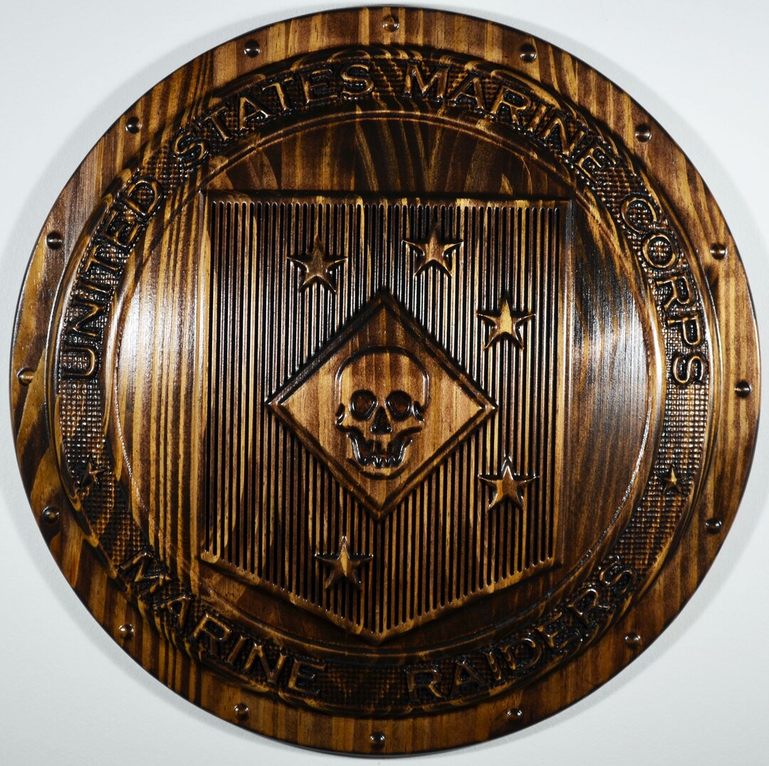 USMC Marine Raiders Shield, Stained 3d Wood Carving, Military Plaque - Etsy