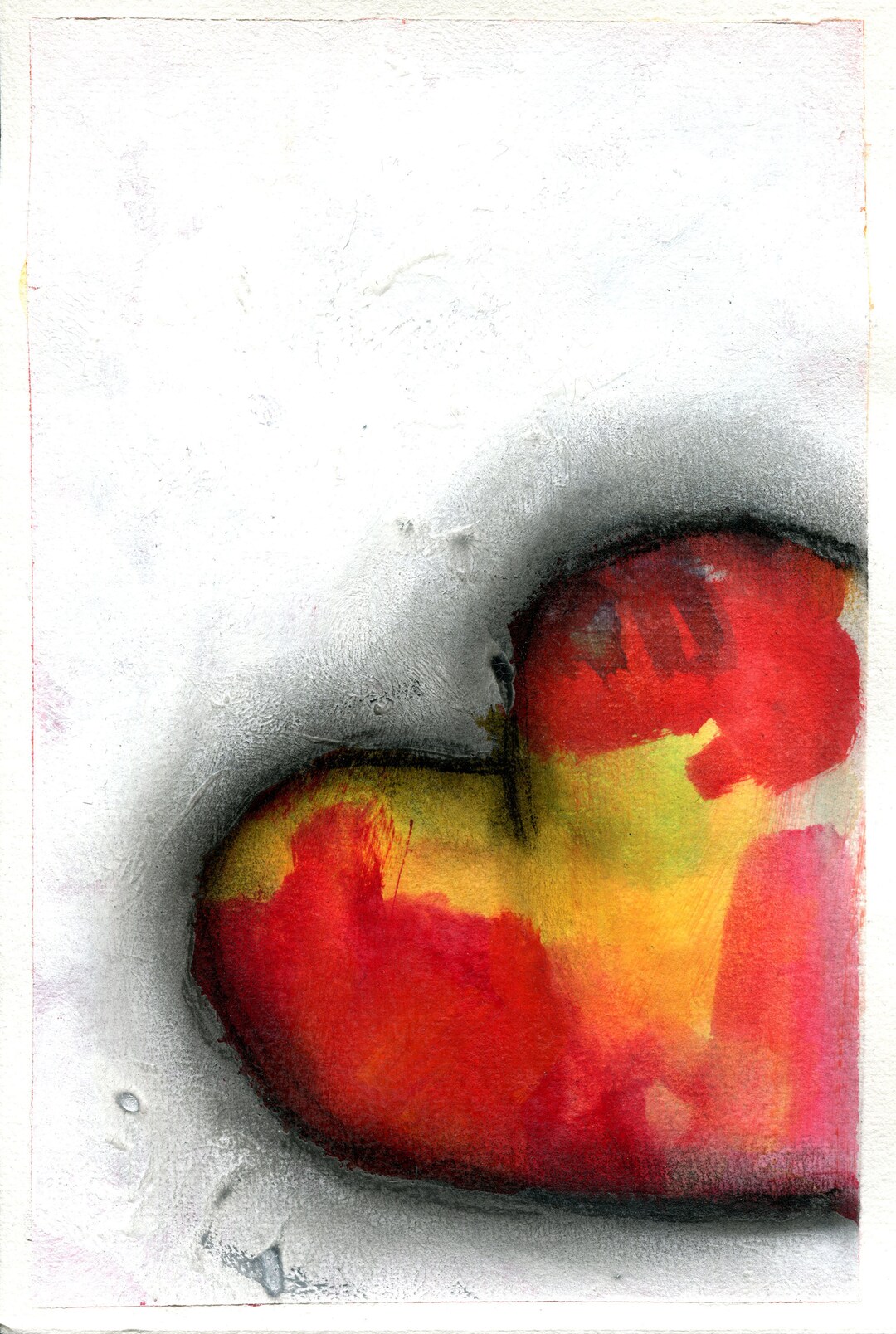Expressive Heart Art Watercolor and Acrylic Painting on Paper 6x9 ...