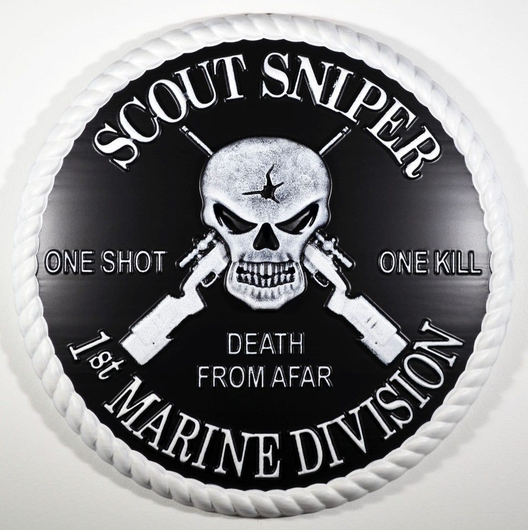 USMC 1st Marine Scout Sniper, CNC, Painted 3D Wood Carving, Military ...