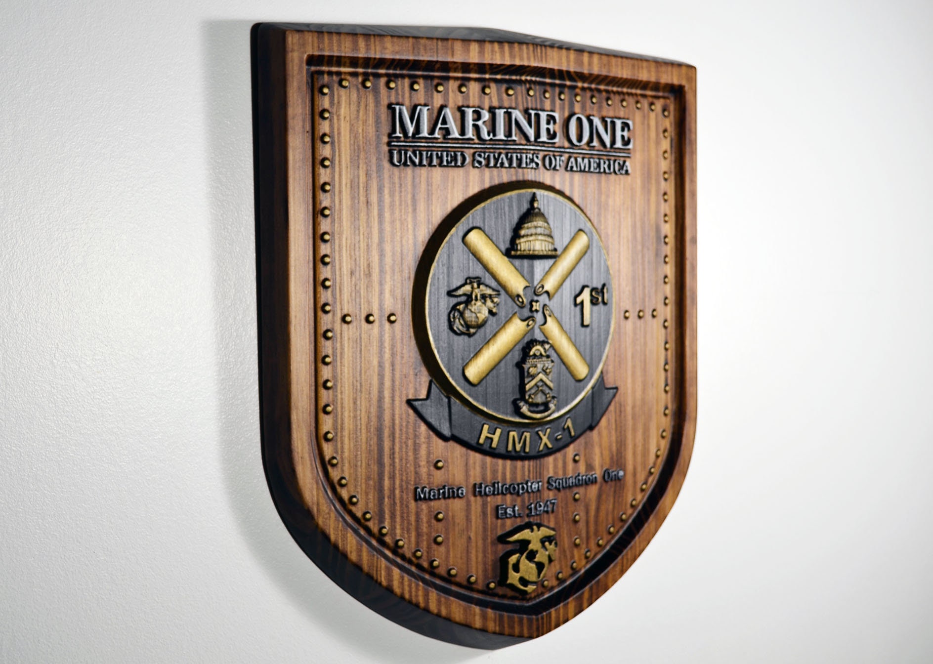 USMC HMX-1, Marine Helicopter Squadron One, 3d Wood Carving, Military ...