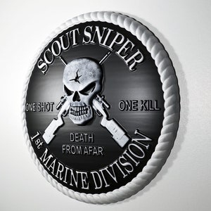 USMC 1st Marine Scout Sniper, CNC, Painted 3D Wood Carving, Military ...