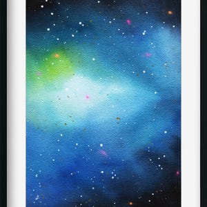 Galaxy Watercolor Painting 9x12, Hand Painted Nebula Original on Paper ...