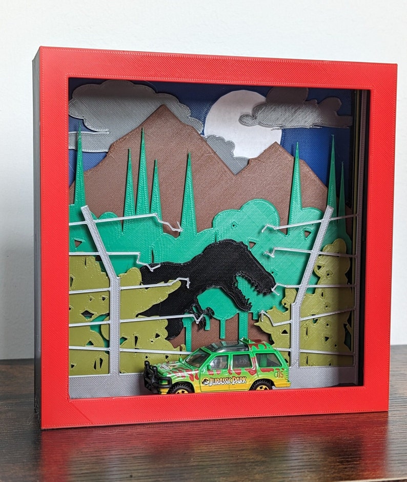 Jurassic Park 3D Shadow Box Diorama Display - Etsy