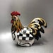 Hand Painted Rooster Whimsical Black and White Check Gold - Etsy