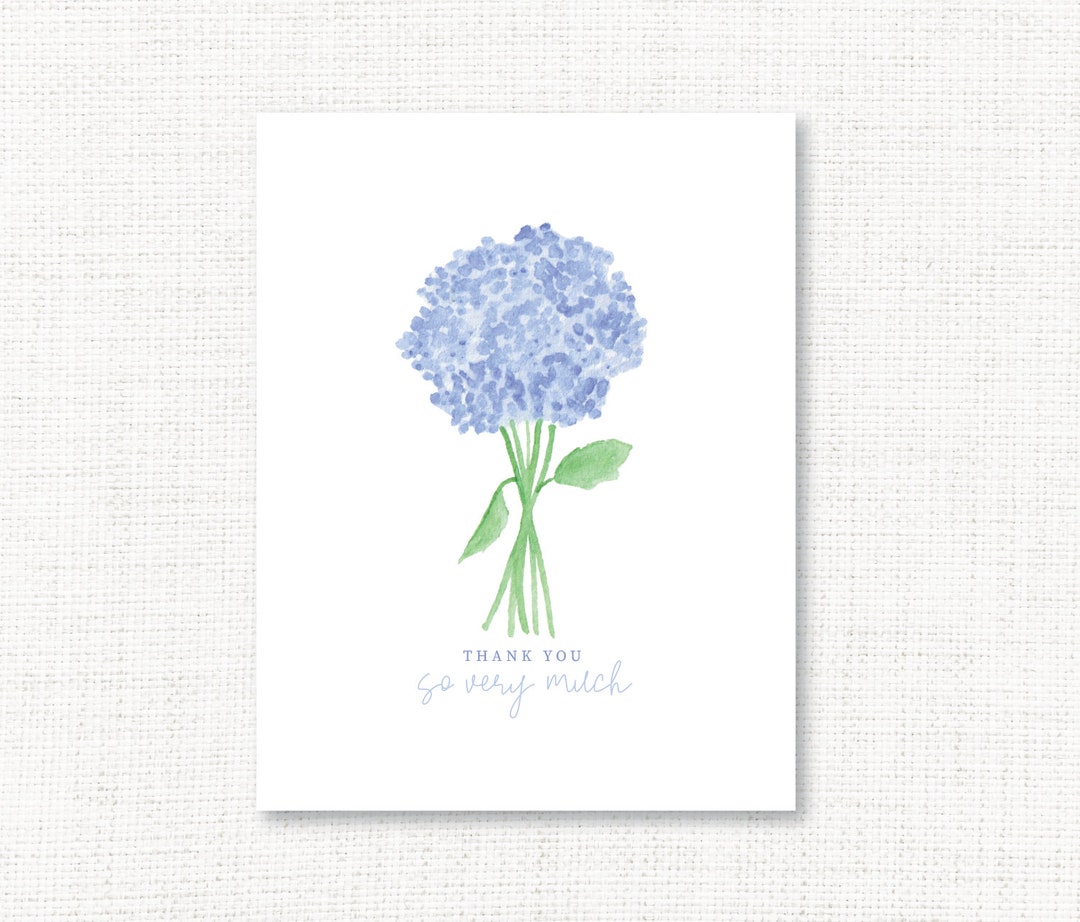 Hydrangeas Watercolor Print Thank You Cards - Etsy