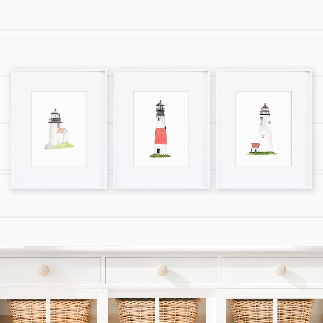Individual Nantucket Lighthouses Watercolor Art Prints - Etsy