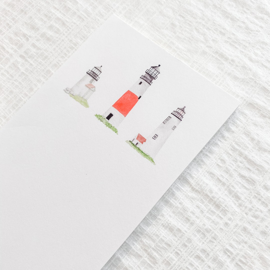 Lighthouses of Nantucket Watercolor Print Notepad - Etsy