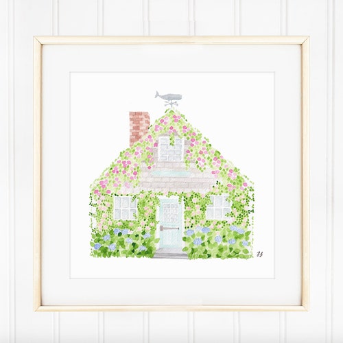 Nantucket Dream Cottage Watercolor Print - Etsy