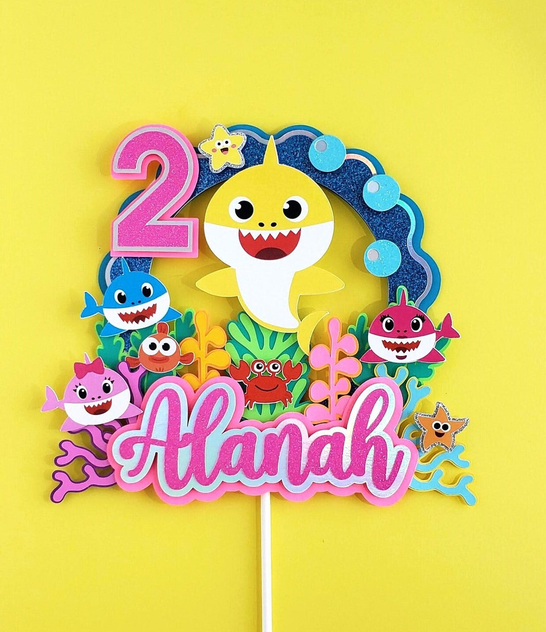 Baby Shark Cake Topper Yellow Baby Shark Family Cake Topper - Etsy ...