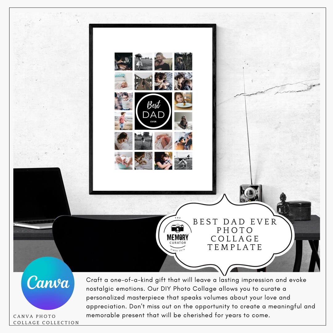 Canva Template Personalized Photo Collage DIY Photo Gift Best Dad 18 X ...