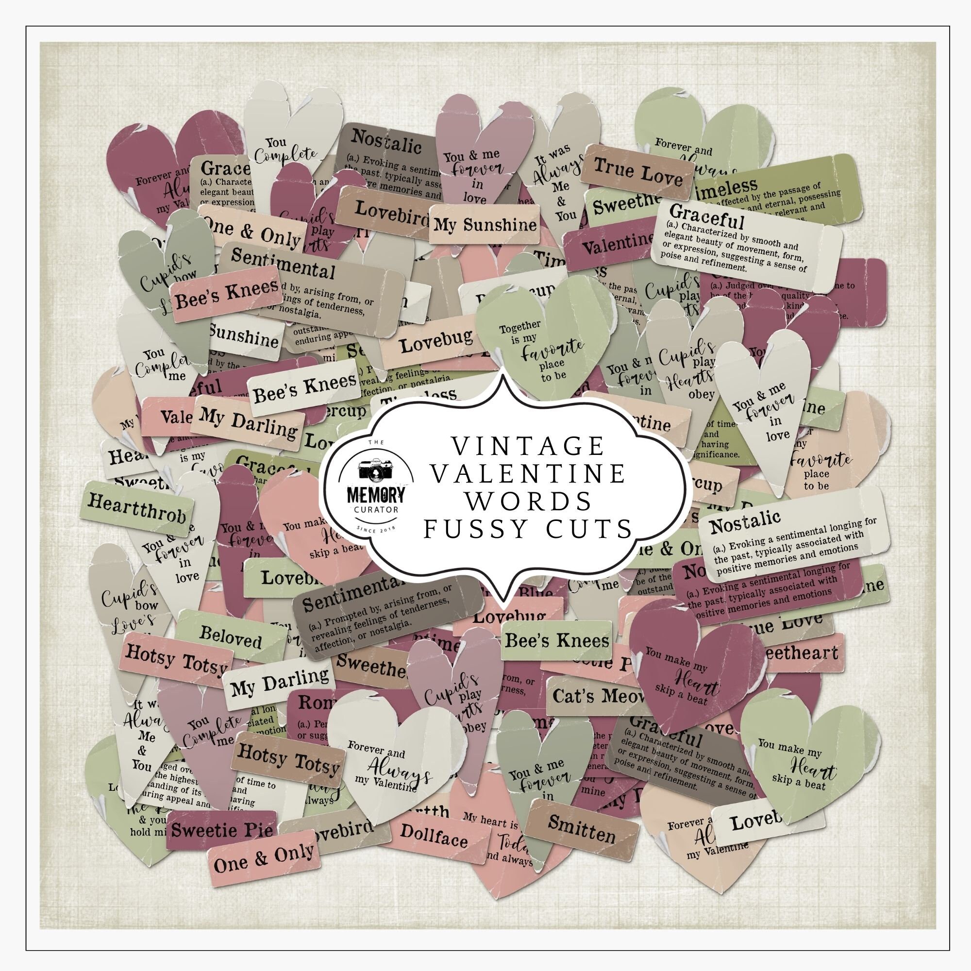 Valentine Clipart Words, Vintage Fussy Cut Shabby Chic Clip Art Images ...