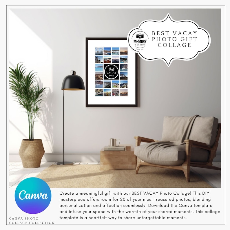 Vacation Photo Collage Canva Template – DIY Travel Keepsake, Printable ...