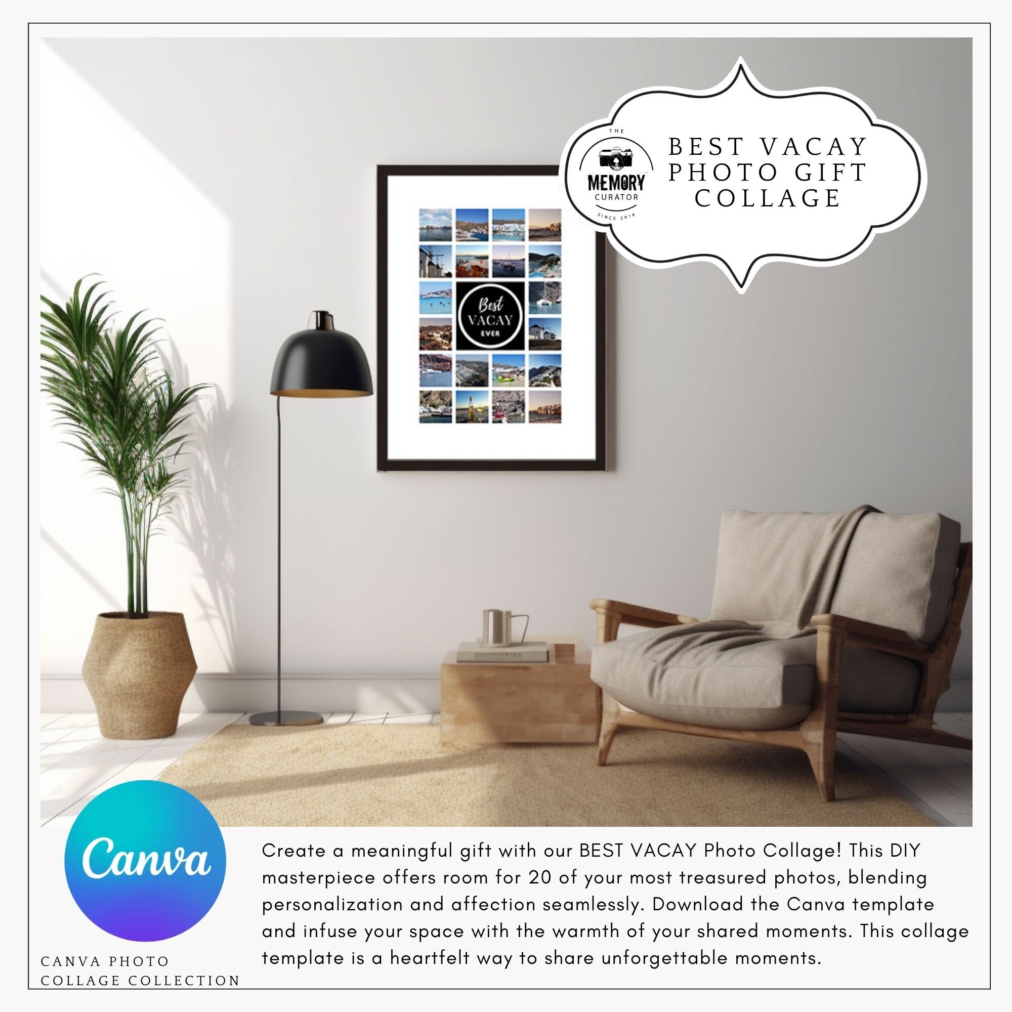 Vacation Photo Collage Canva Template – DIY Travel Keepsake, Printable ...