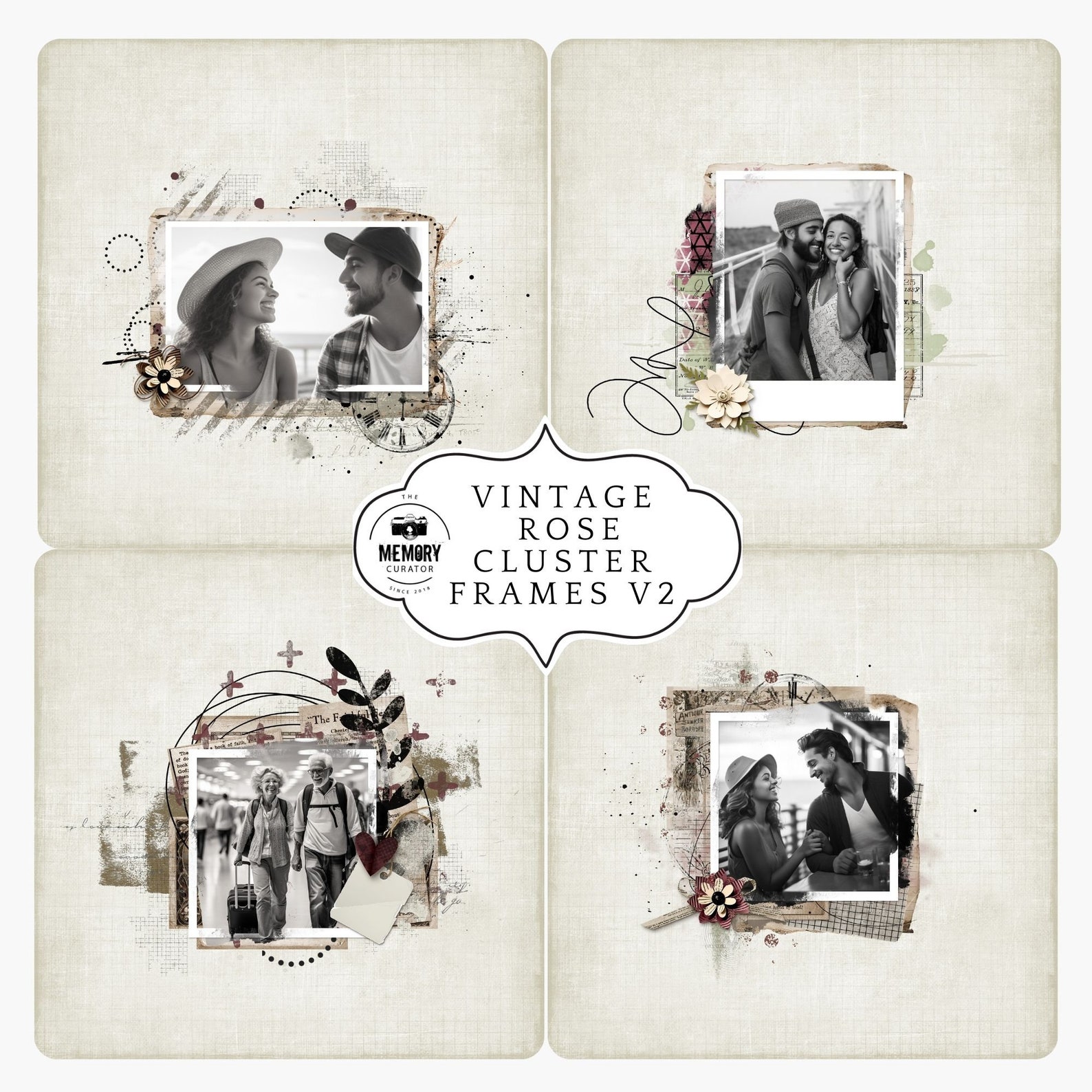 Digital Frames PNG Scrapbook Frames PNG Clipart Vintage Rose Heritage ...