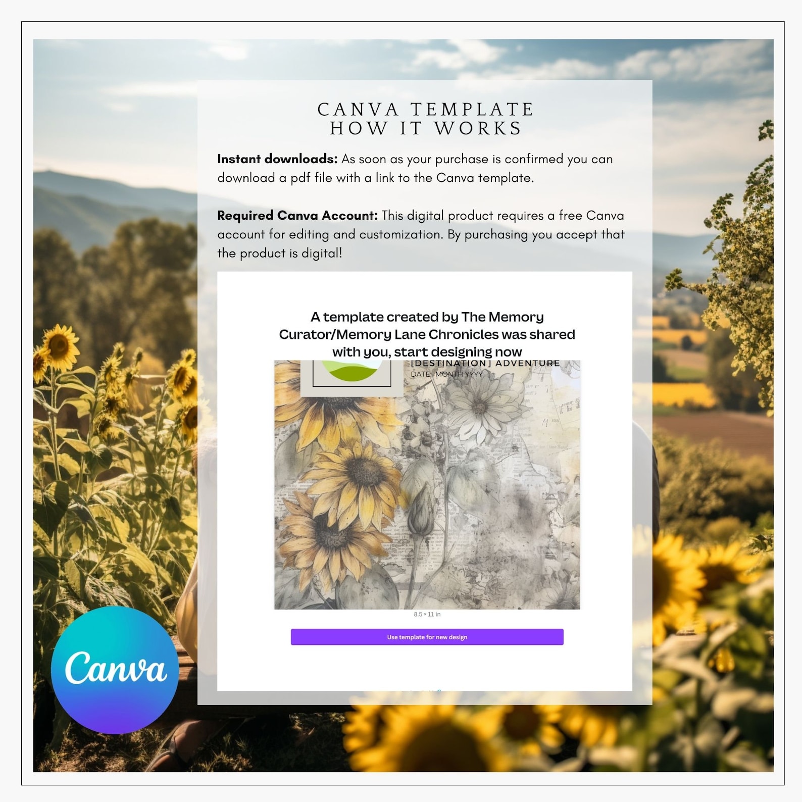 Sunlit Vacation Photo Book Template Photo Book Sunflowers Vacation ...