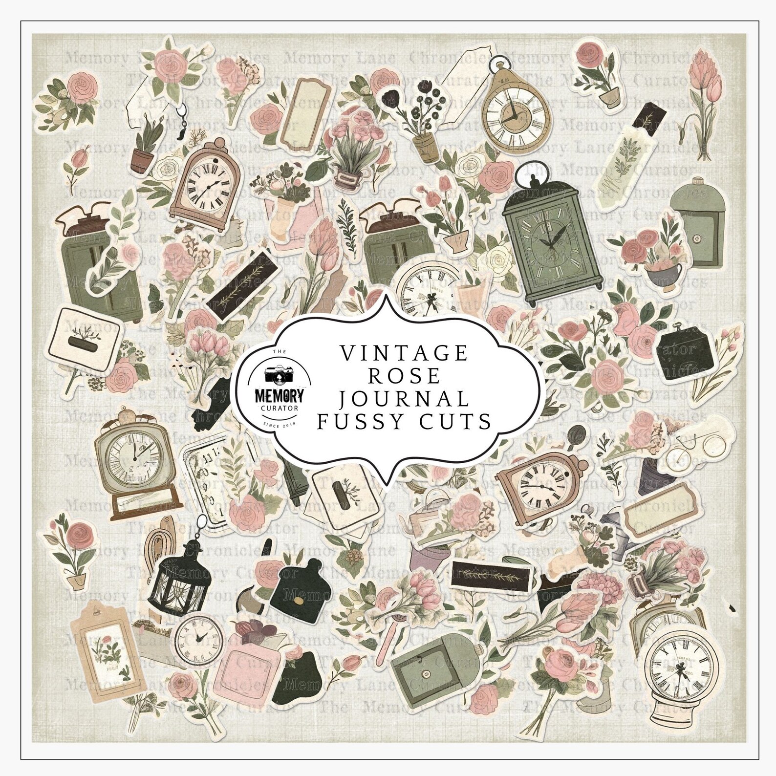 Shabby Chic Journaling Clipart Fussy Cuts & Vintage Flower Designs ...