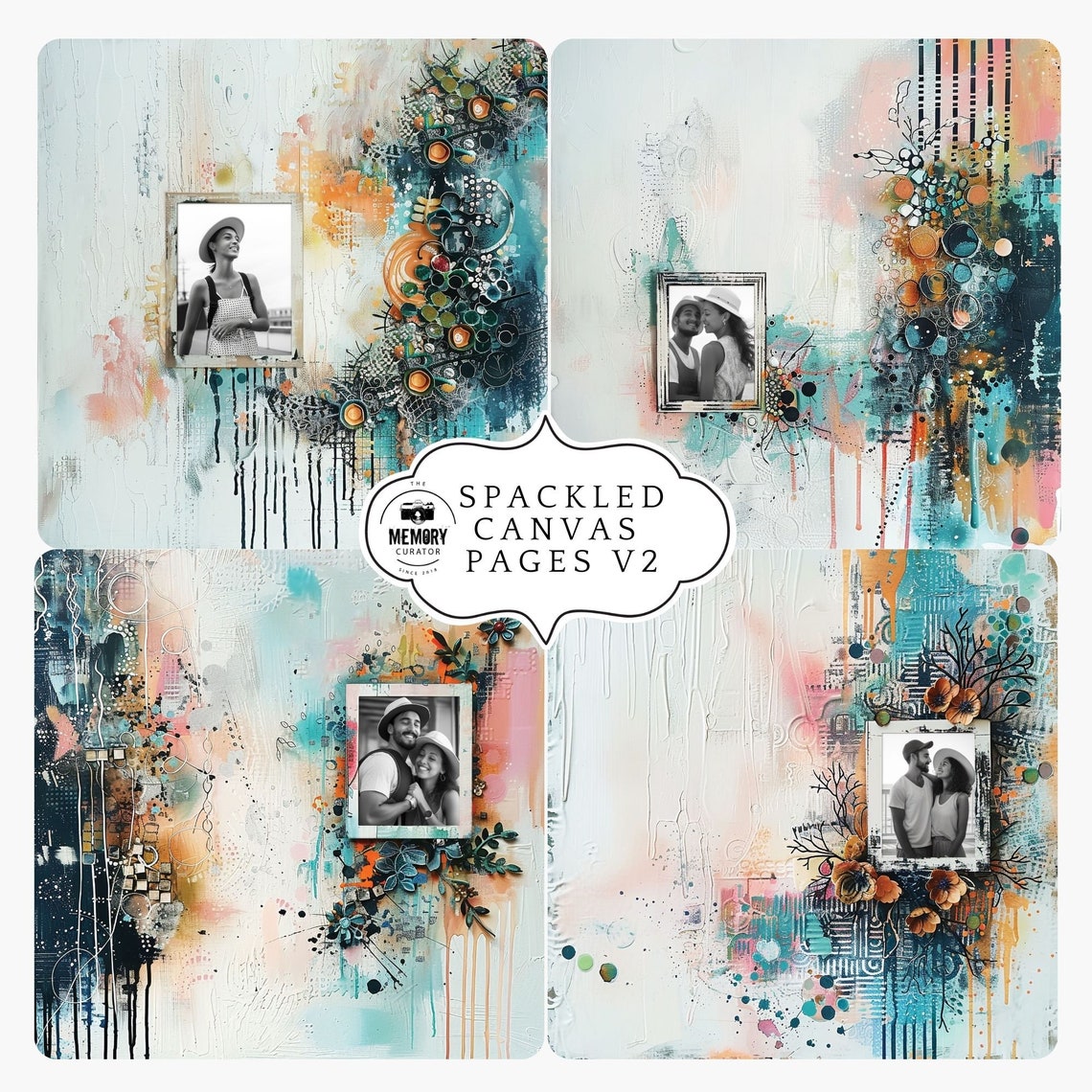 Photo Book Digital Scrapbook Quick Page Spackled Canvas Vol 2 Memory ...