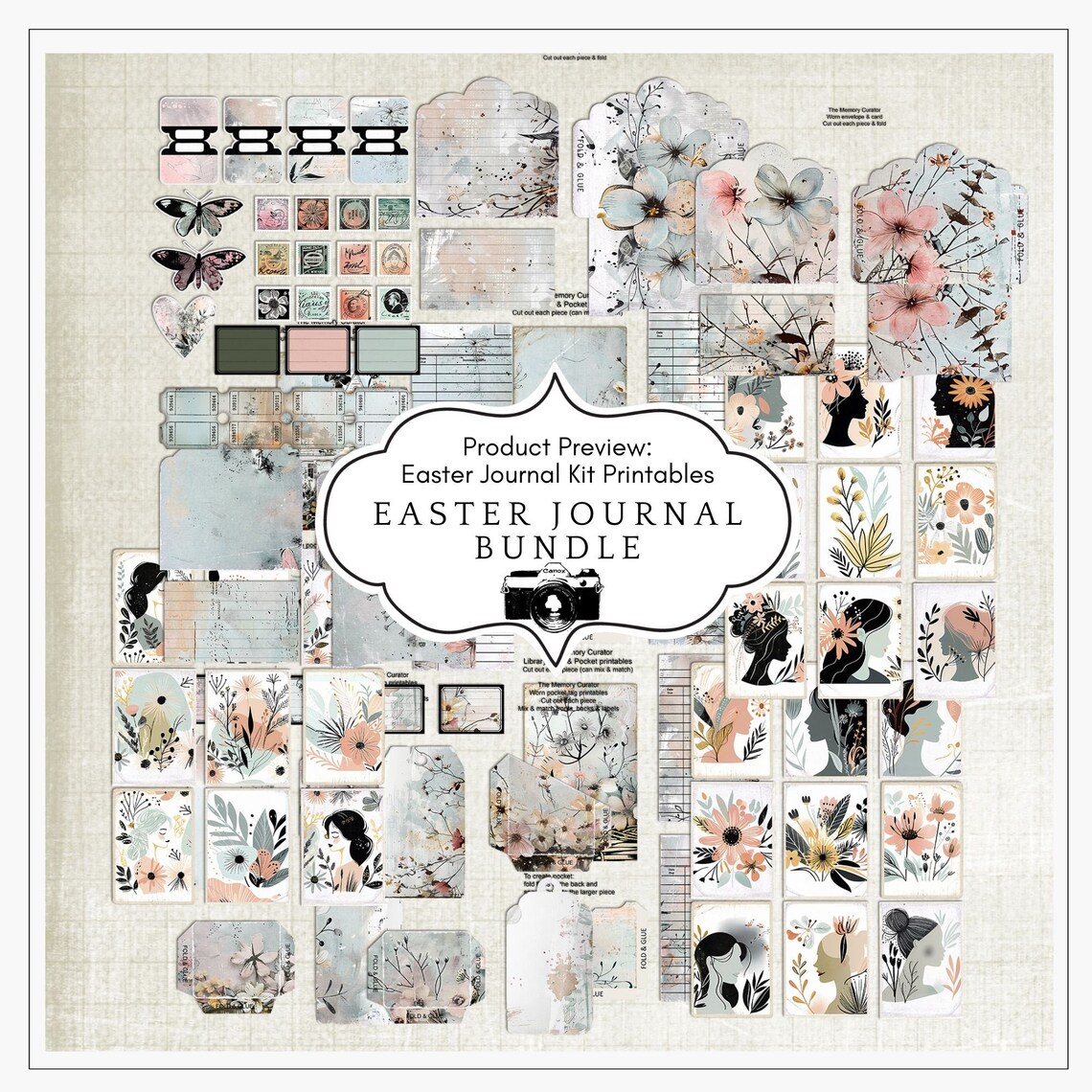 Spring Easter Bundle Journal Kit Clipart Words for Journals Croquette ...