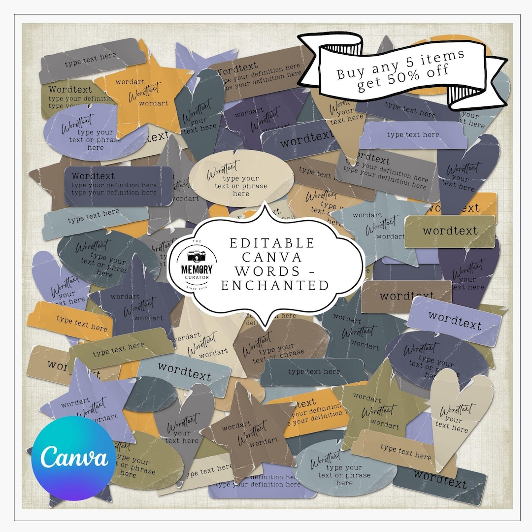 Mystical Word Art Canva Templates | Dark Academia and Vintage Word ...