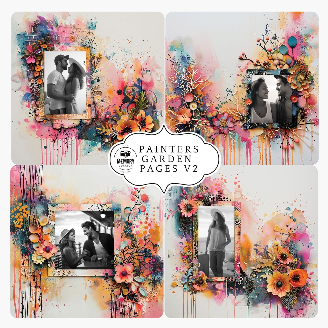 Photo Book Digital Layered Templates Painters Garden Digital Memory ...