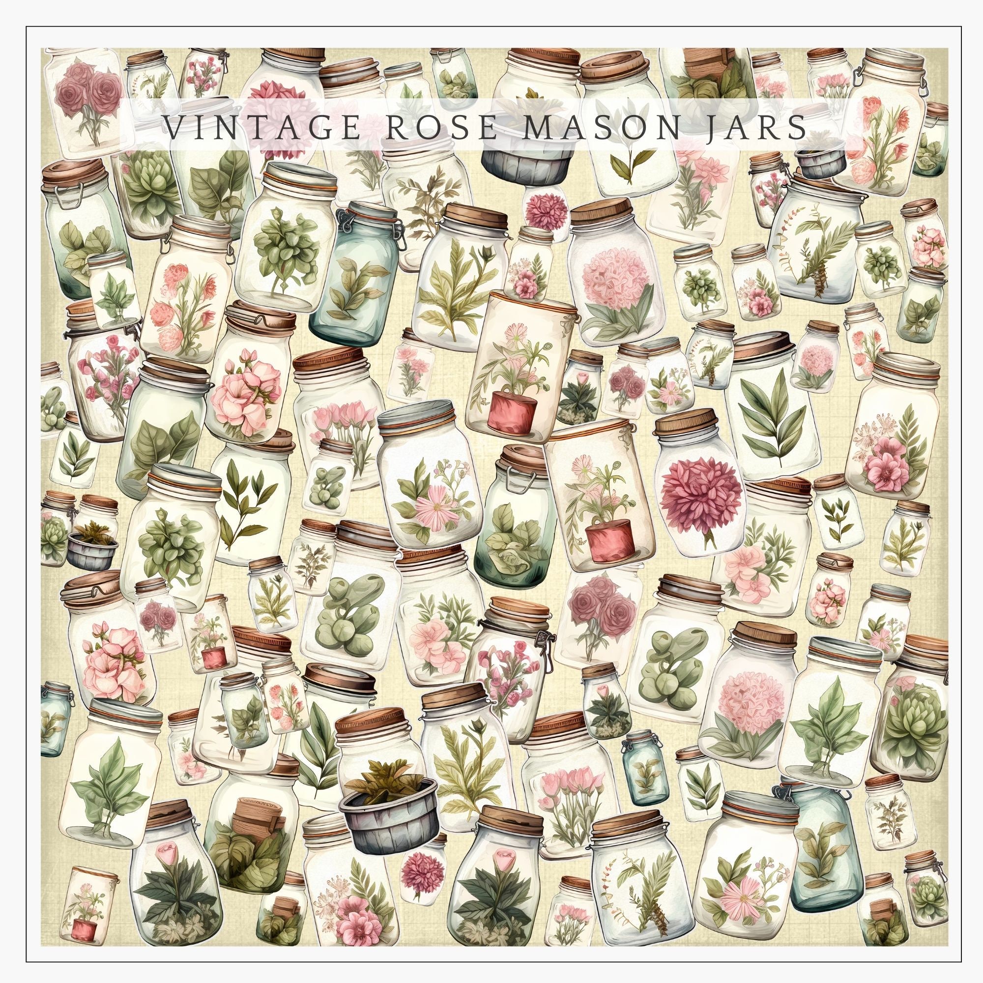 Fussy Cut Clip Art Mason Jars Vintage Garden for Scrapbooking or Junk ...