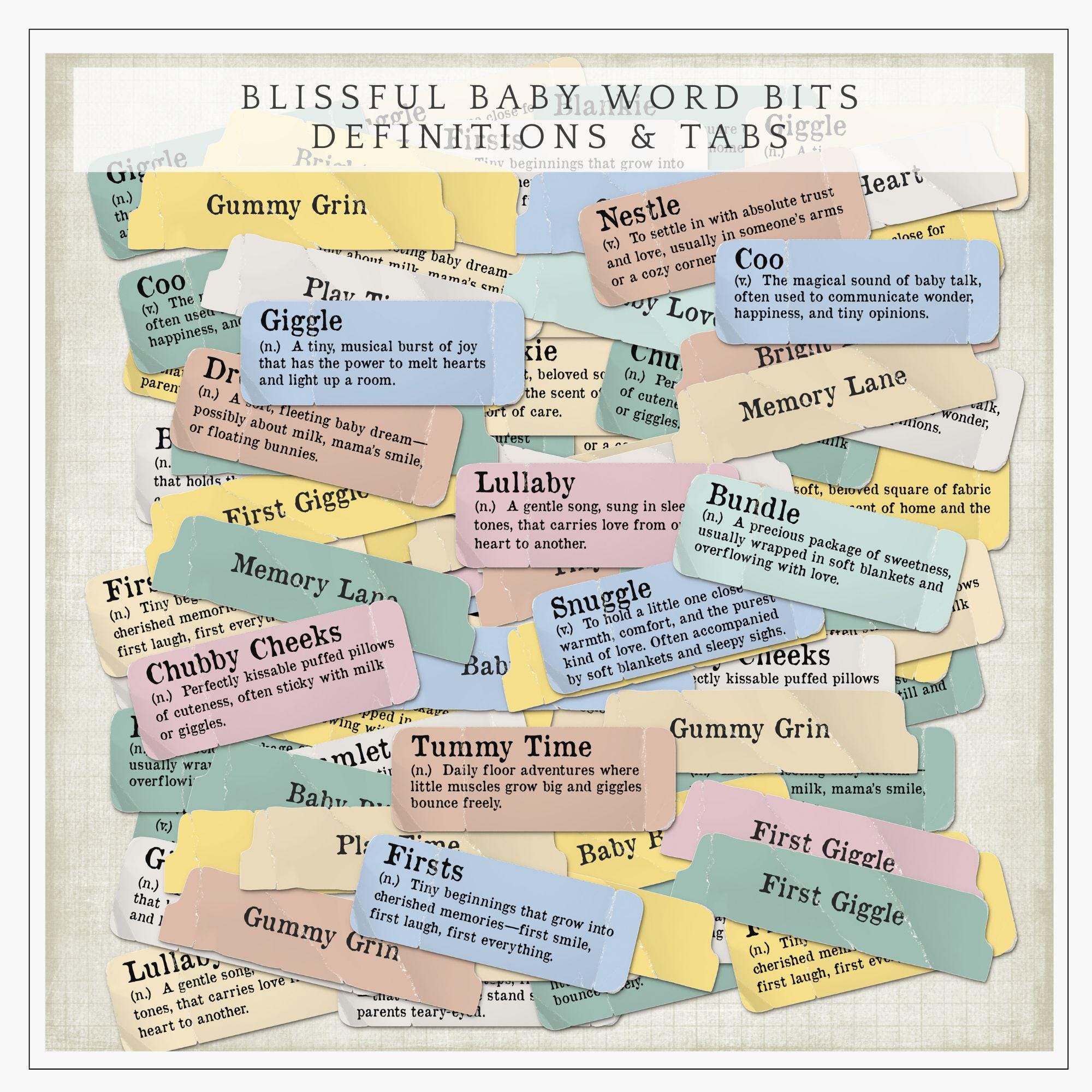 Baby Word Bits – Png Files Shabby Chic Baby Clipart for Journaling ...