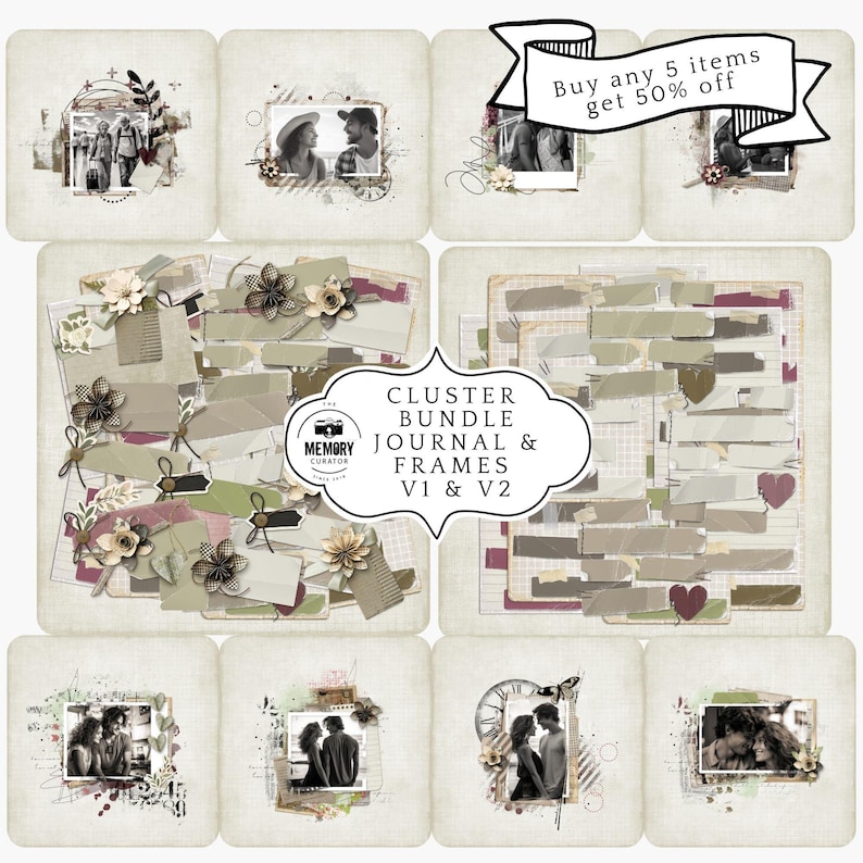 Digital Bundle Scrapbook Frames PNG Clipart Vintage Rose Heritage ...