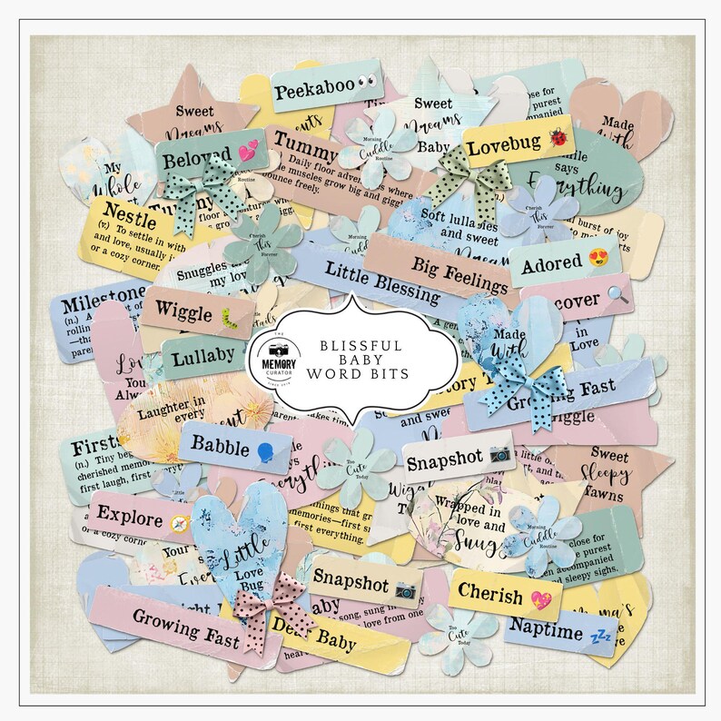 Baby Word Bits – Png Files Shabby Chic Baby Clipart for Journaling ...