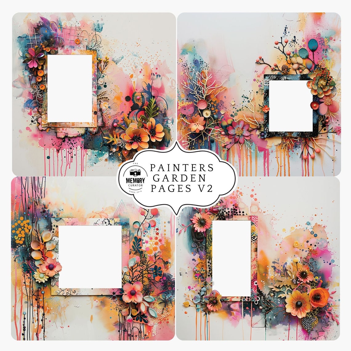 Photo Book Digital Layered Templates Painters Garden Digital Memory ...