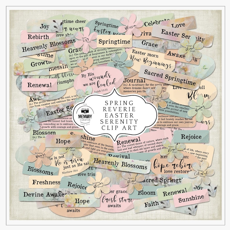 Spring Words Printable Sentiments Easter Clipart Words for Journals ...