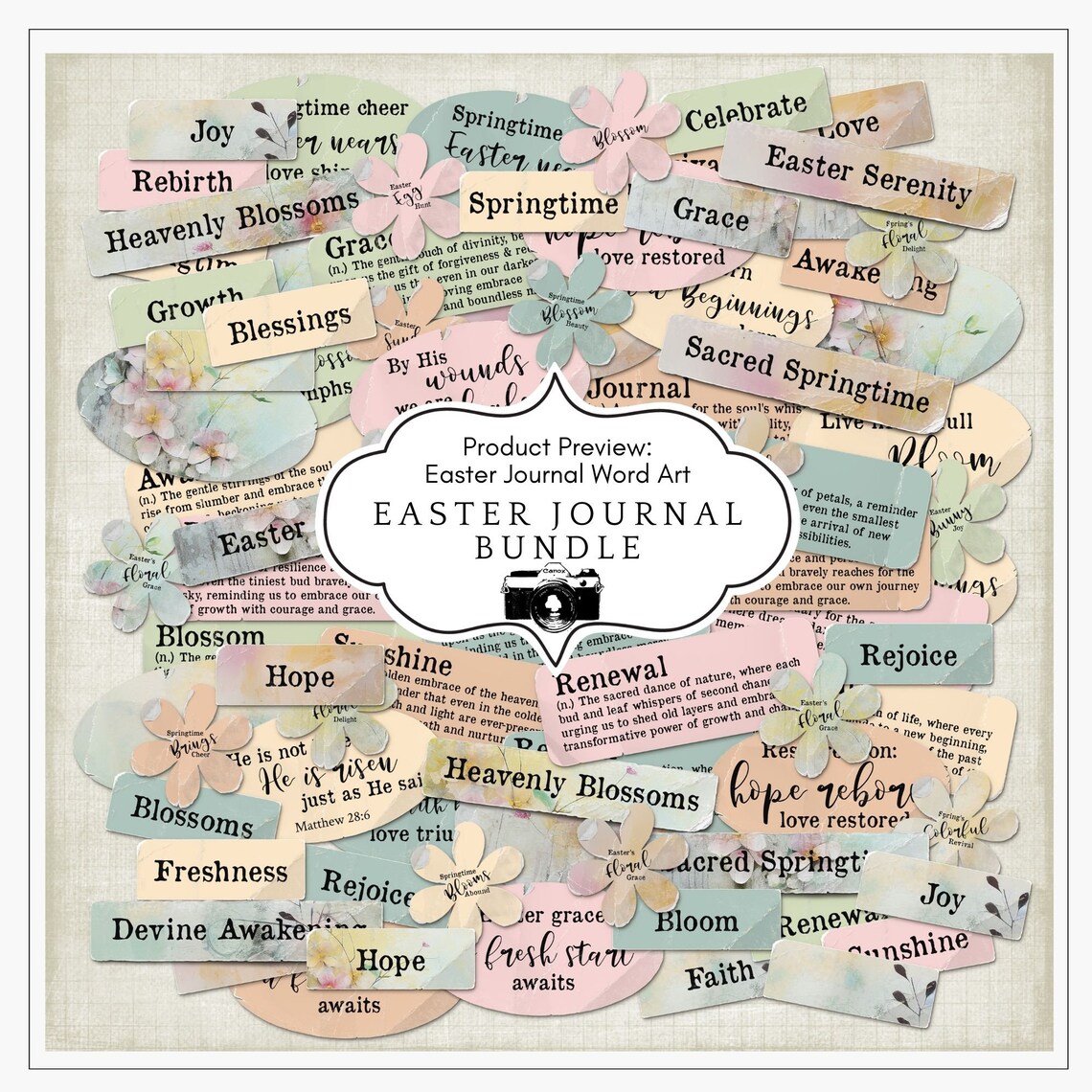 Spring Easter Bundle Journal Kit Clipart Words for Journals Croquette ...