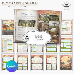 Safari Travel Journal Canva Template | Digital Safari Scrapbook Africa ...