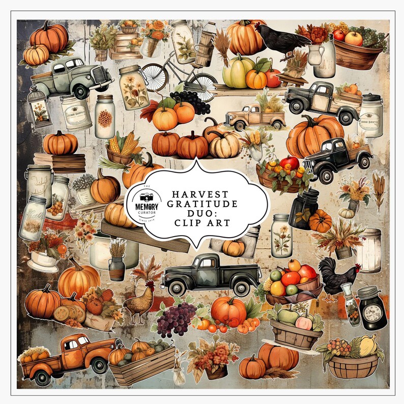 Thanksgiving Clipart & Word Art Bundle, Harvest Gratitude Fall Junk ...