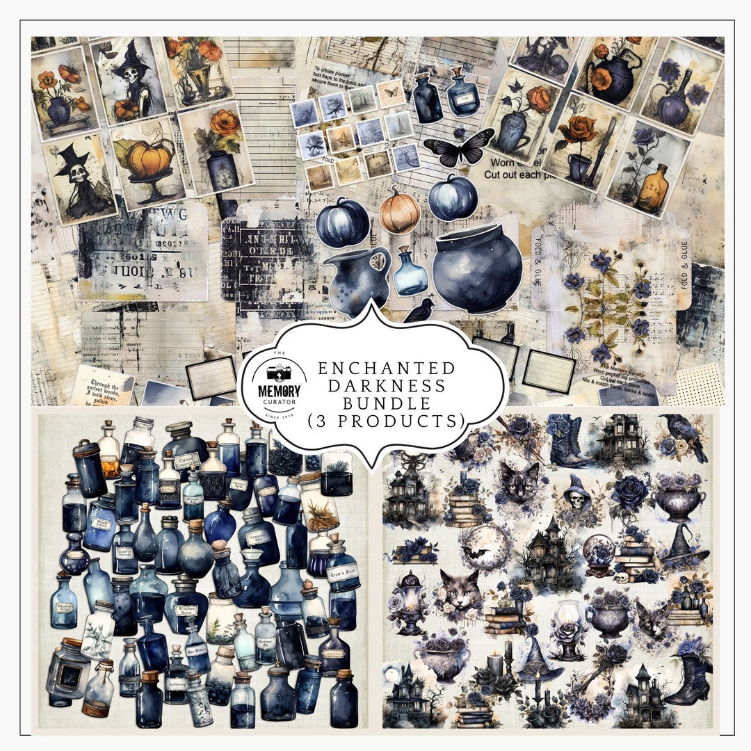 Magic Bundle: Dark Journal Kit Clip Art Roses Journal Gothic Book of ...