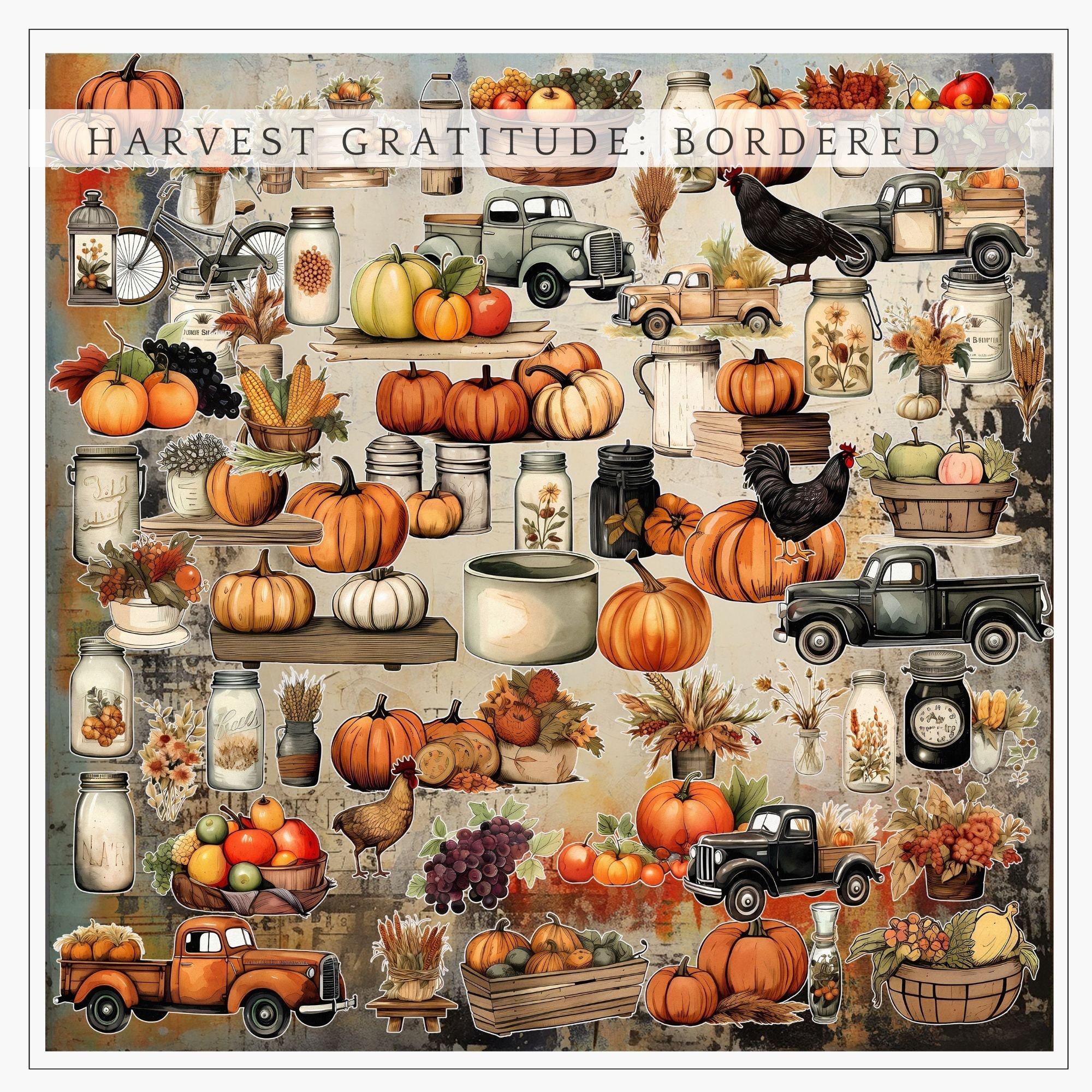 Harvest Gratitude: Autumn Fussy Cuts Clipart DIY Fall Decorations ...