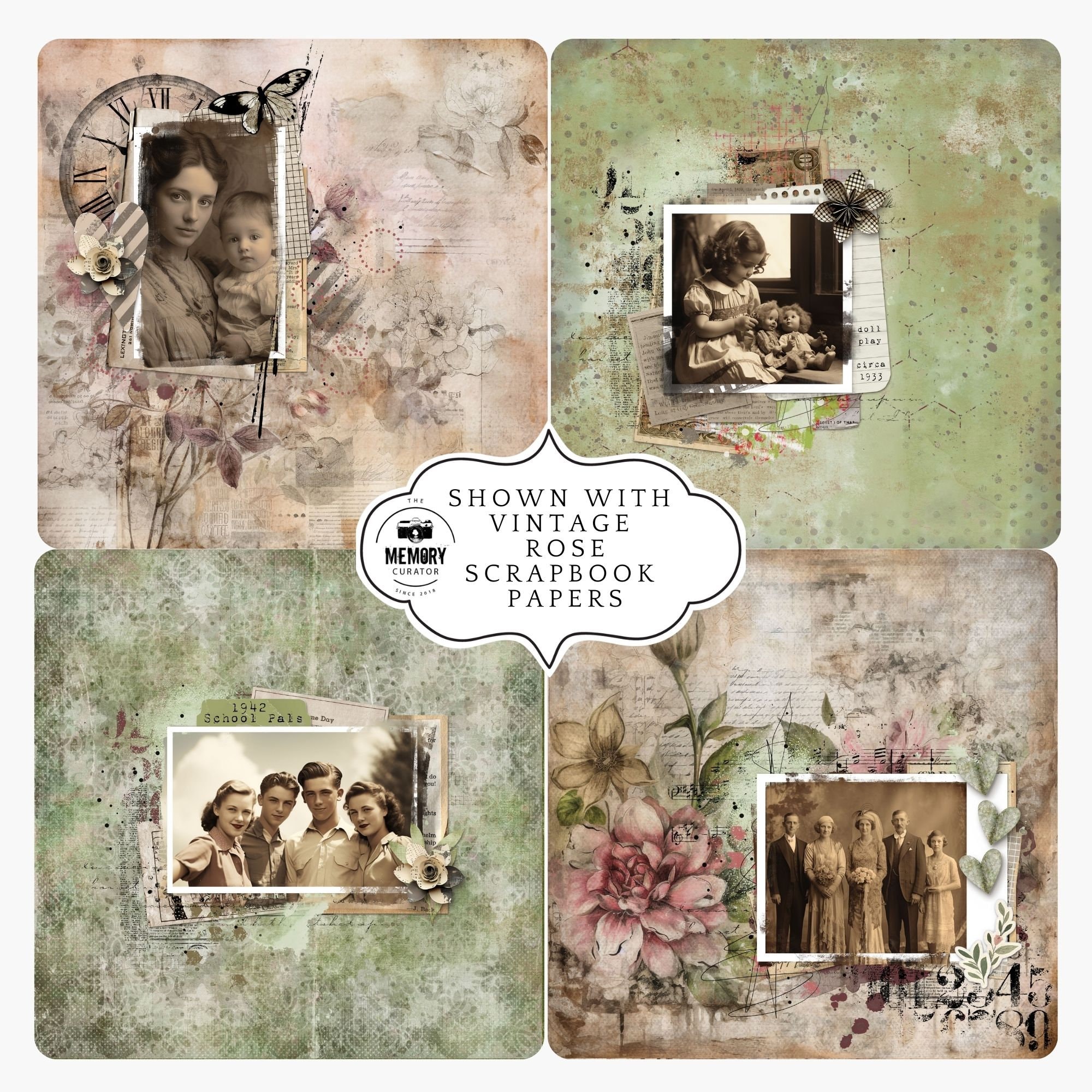 Digital Bundle Scrapbook Frames PNG Clipart Vintage Rose Heritage ...