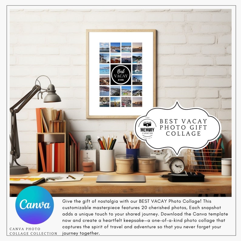 Vacation Photo Collage Canva Template – DIY Travel Keepsake, Printable ...