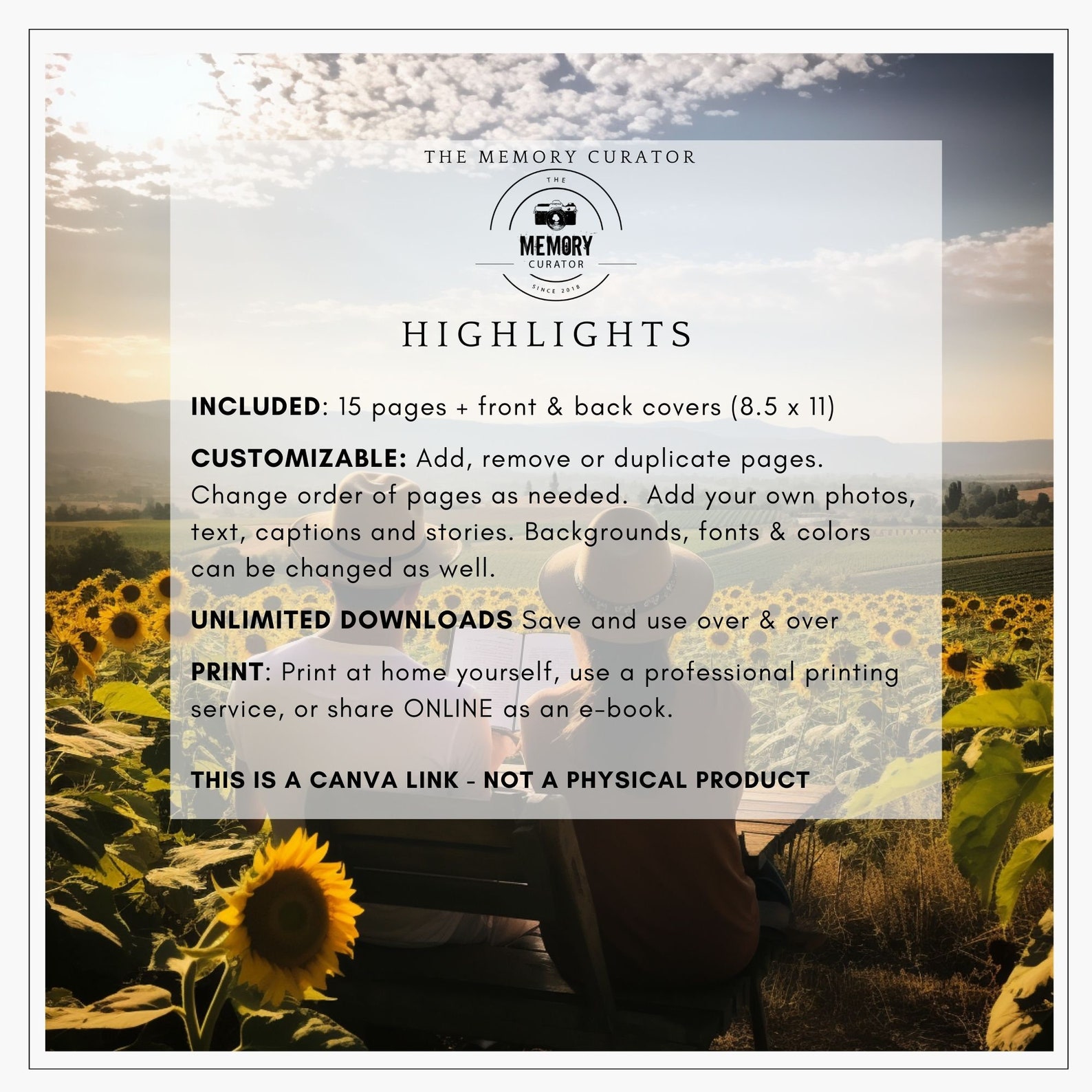 Sunlit Vacation Photo Book Template Photo Book Sunflowers Vacation ...