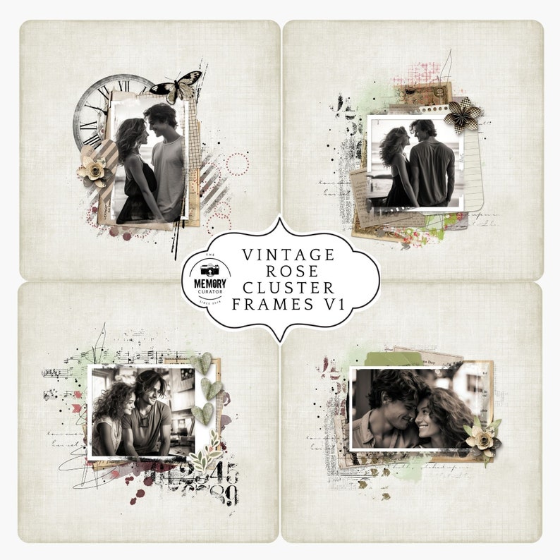 Digital Scrapbook Frames Elements PNG Clipart Vintage Rose Heritage Scrapbooking Shabby Chic ...