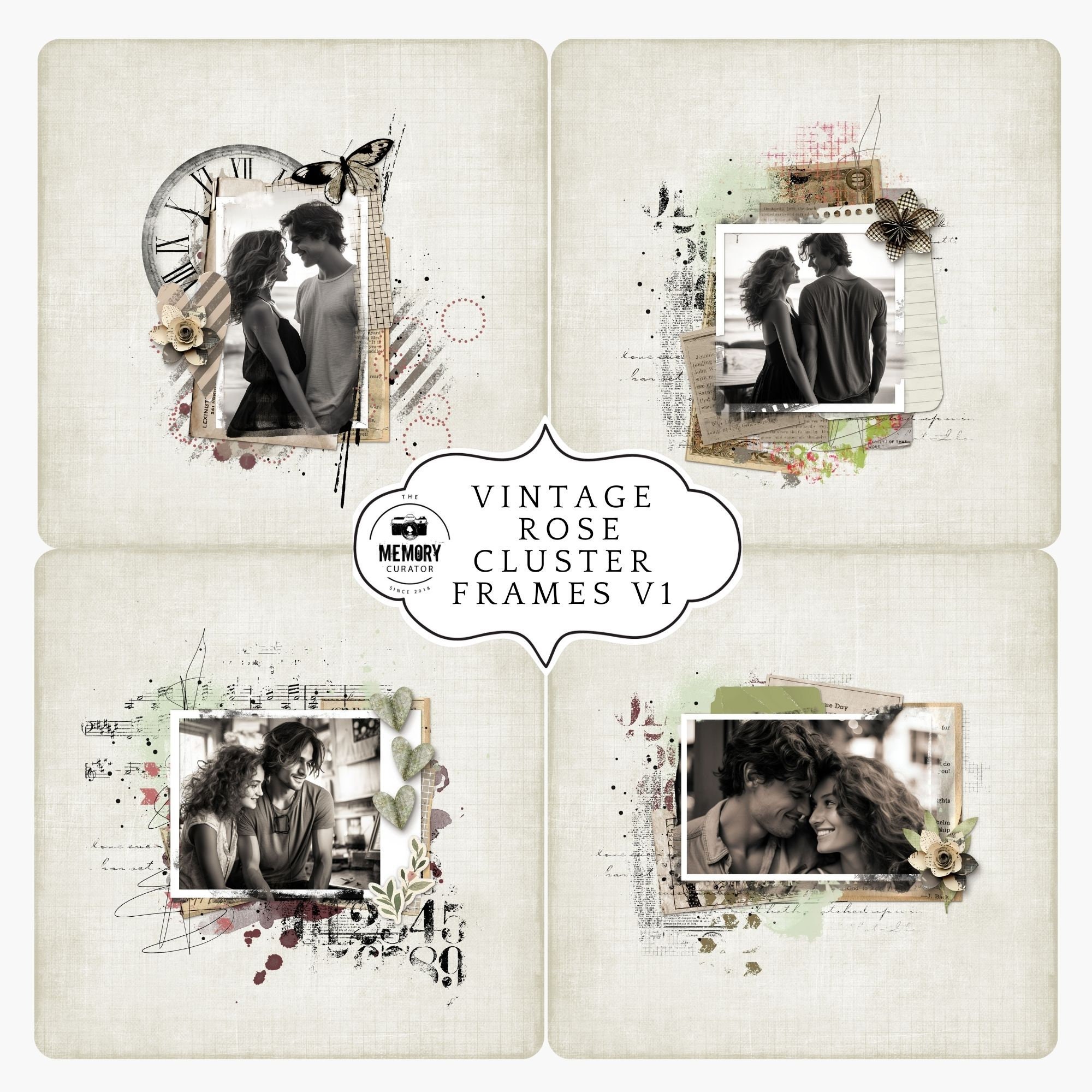 Digital Scrapbook Frames Elements PNG Clipart Vintage Rose Heritage ...