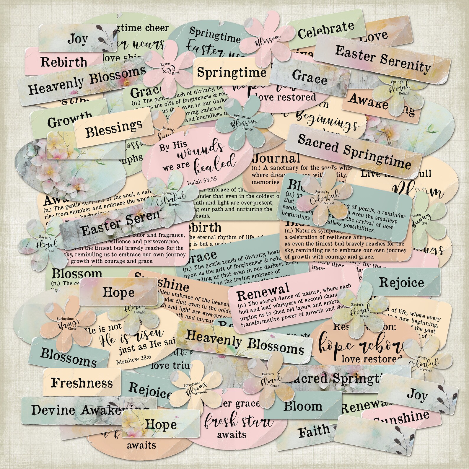 Spring Words Printable Sentiments Easter Clipart Words for Journals ...