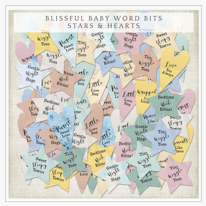 Baby Word Bits – Png Files Shabby Chic Baby Clipart for Journaling ...