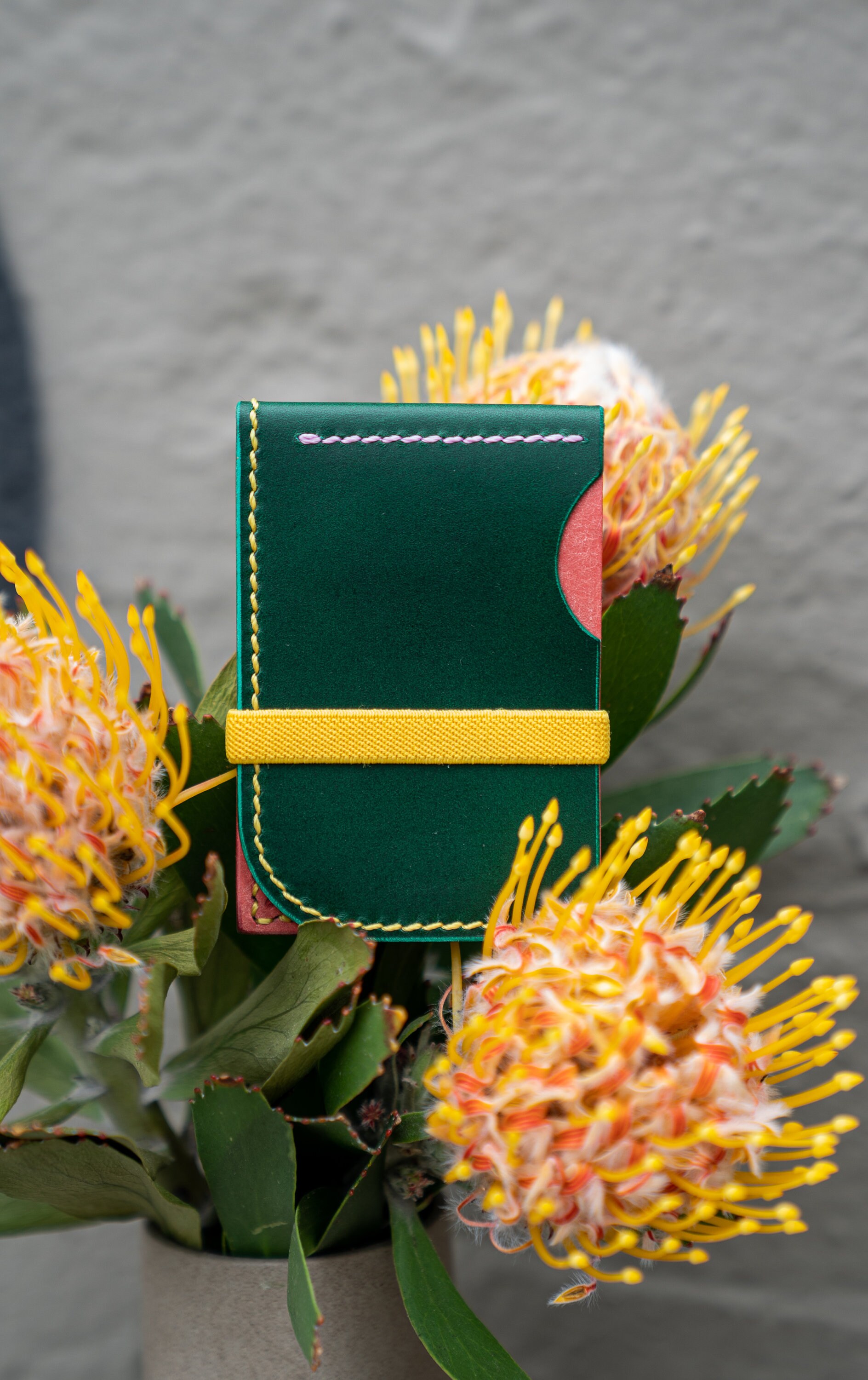 Colorful leather bifold wallet card holder front pocket | Etsy