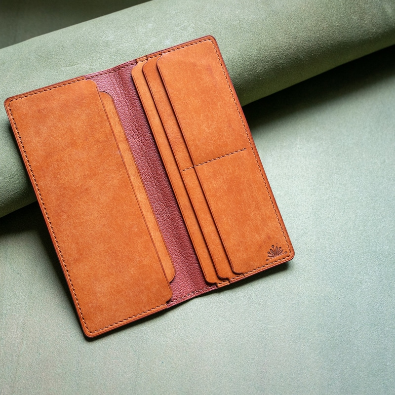 Leather Long Wallet Women Etsy