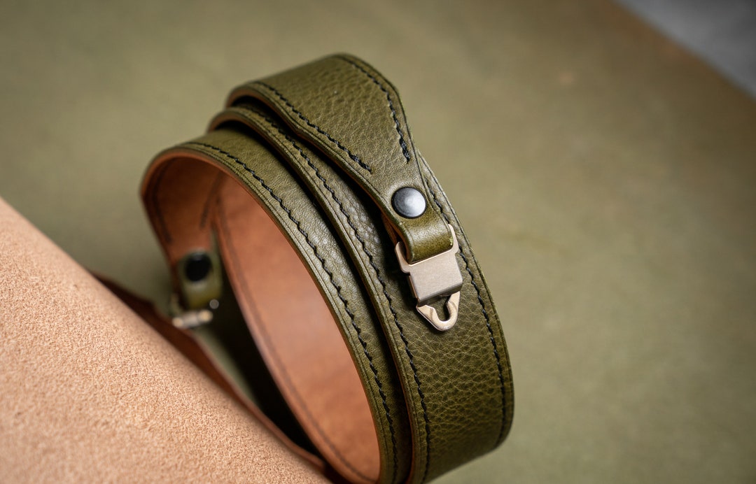 Handmade Olive Leather Camera Strap: Minerva Box Leather, 36 Inch - Etsy