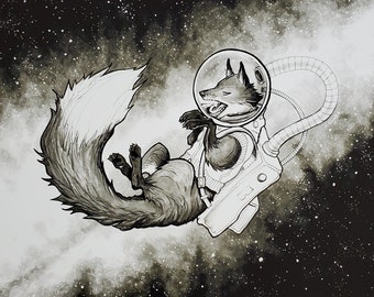 Space Fox Art - Etsy